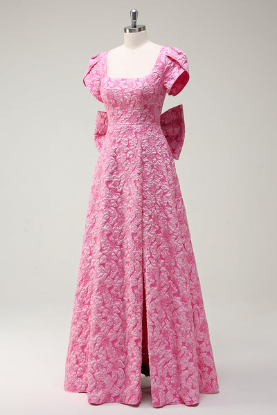 Zapaka Mujer Vestido de Fiesta Floral con Lazo Fucsia con Cuello ...