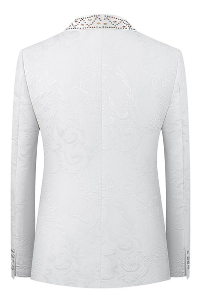 Zapaka Hombres Trajes Blancos con Solapa de Chal de Cuentas Trajes de ...