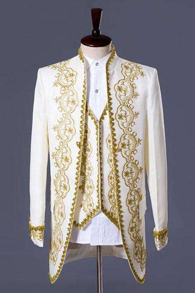 Blanco Hombre 3 Piezas Trajes de Fiesta Chal solapa Homecoming Suits ...